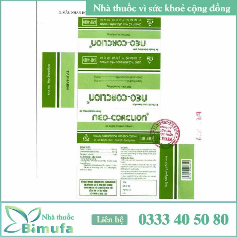 Neo-Corclion TV Pharm là thuốc gì? Giá bao nhiêu? Mua ở đâu?