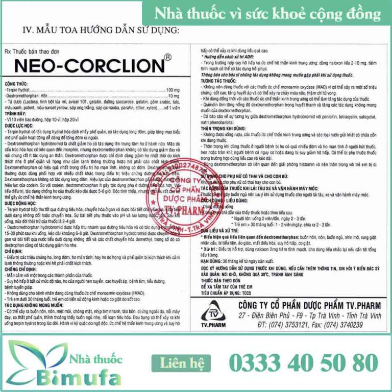 Neo-Corclion TV Pharm là thuốc gì? Giá bao nhiêu? Mua ở đâu?