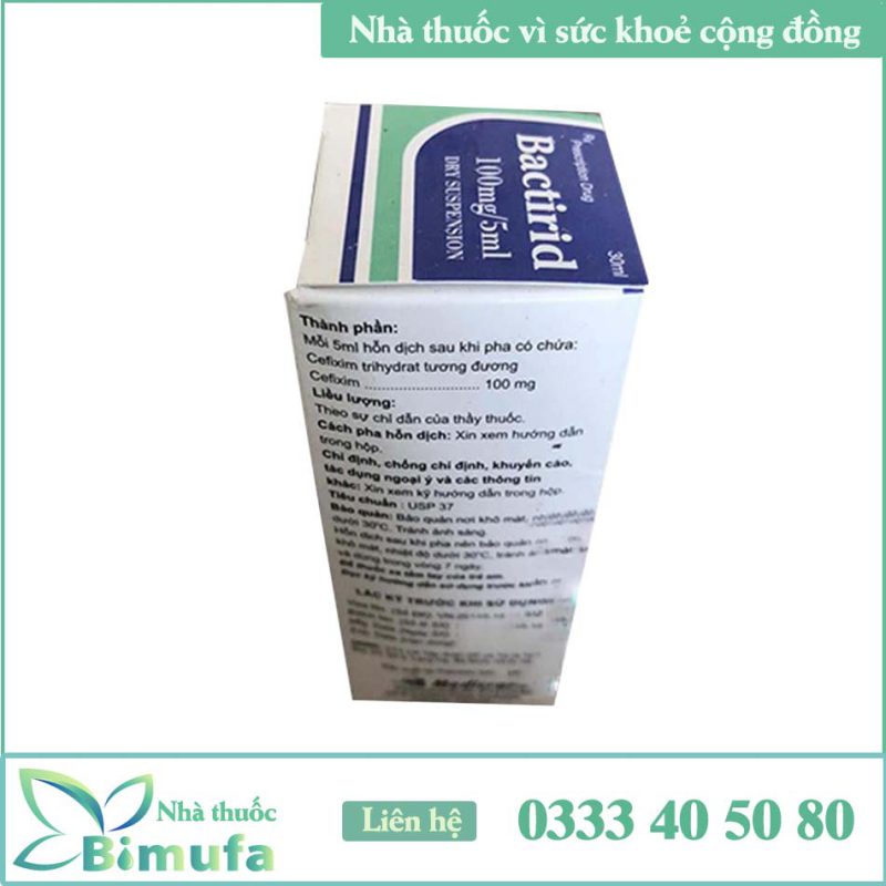 Thuốc Bactirid 100mg/5ml dry suspension là gì? Thành phần. Công dụng